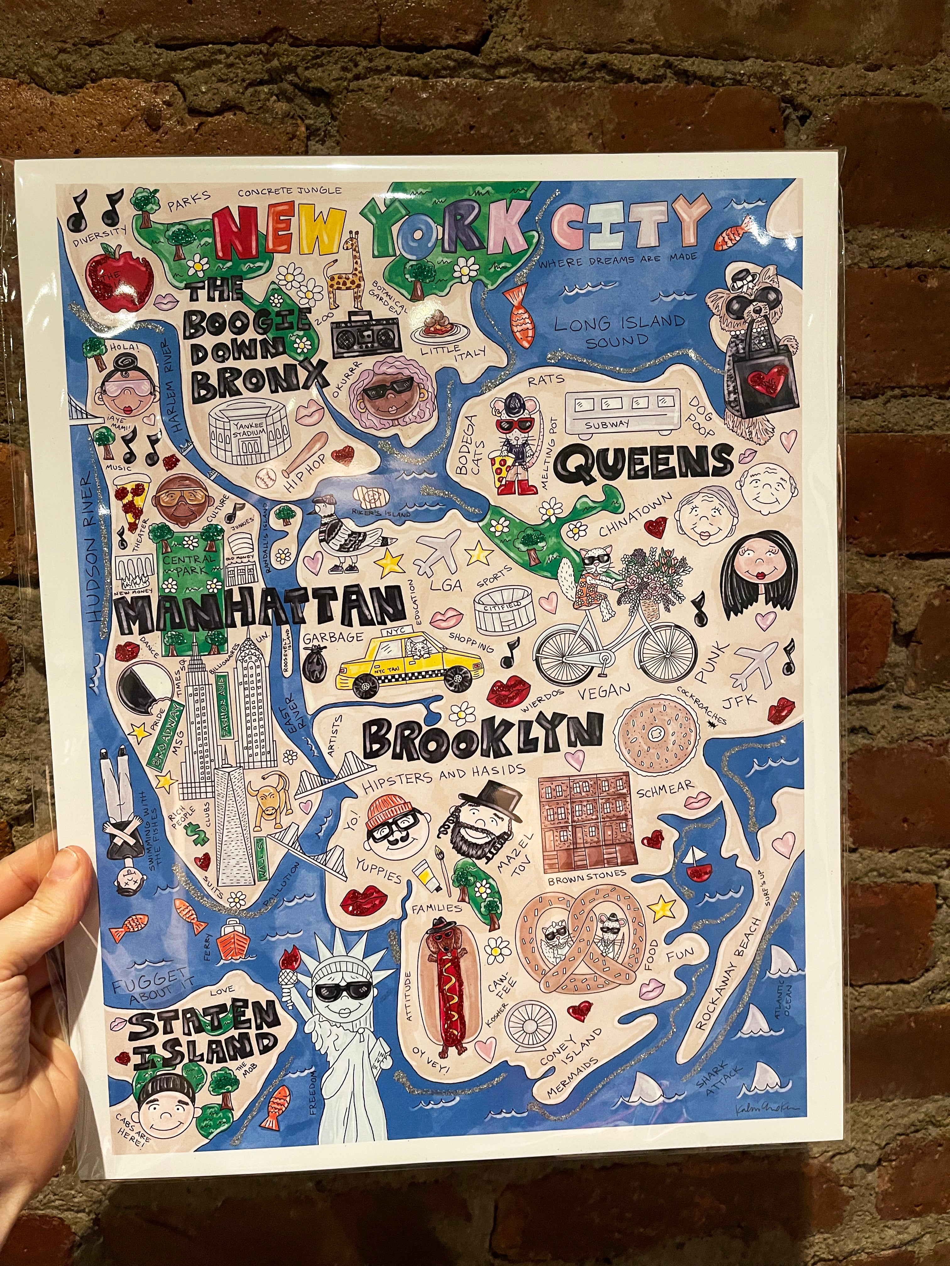 NYC Map Glitter Art Print – Kahri by KahriAnne Kerr