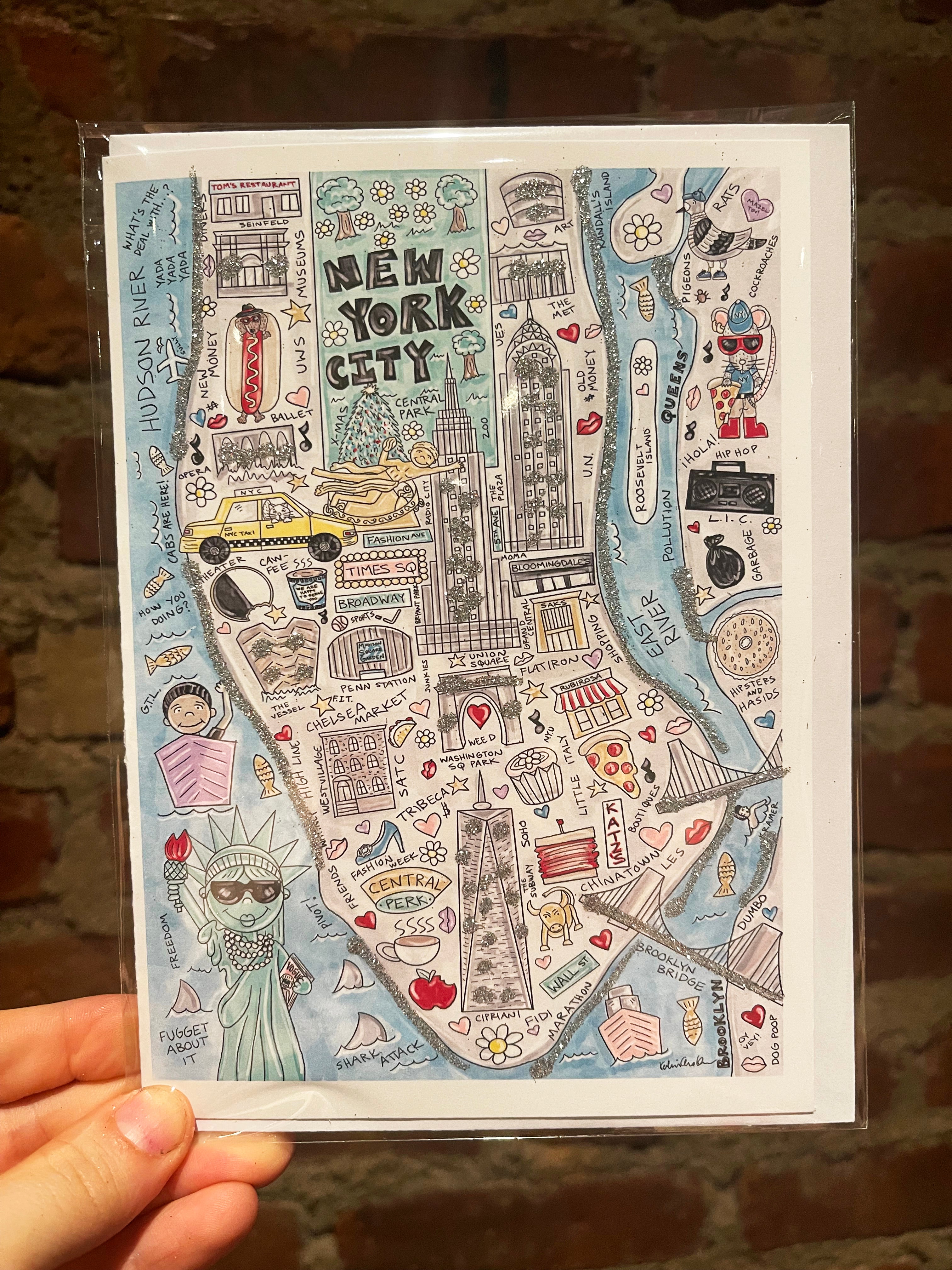 Manhattan Map Glitter Card – Kahri by KahriAnne Kerr