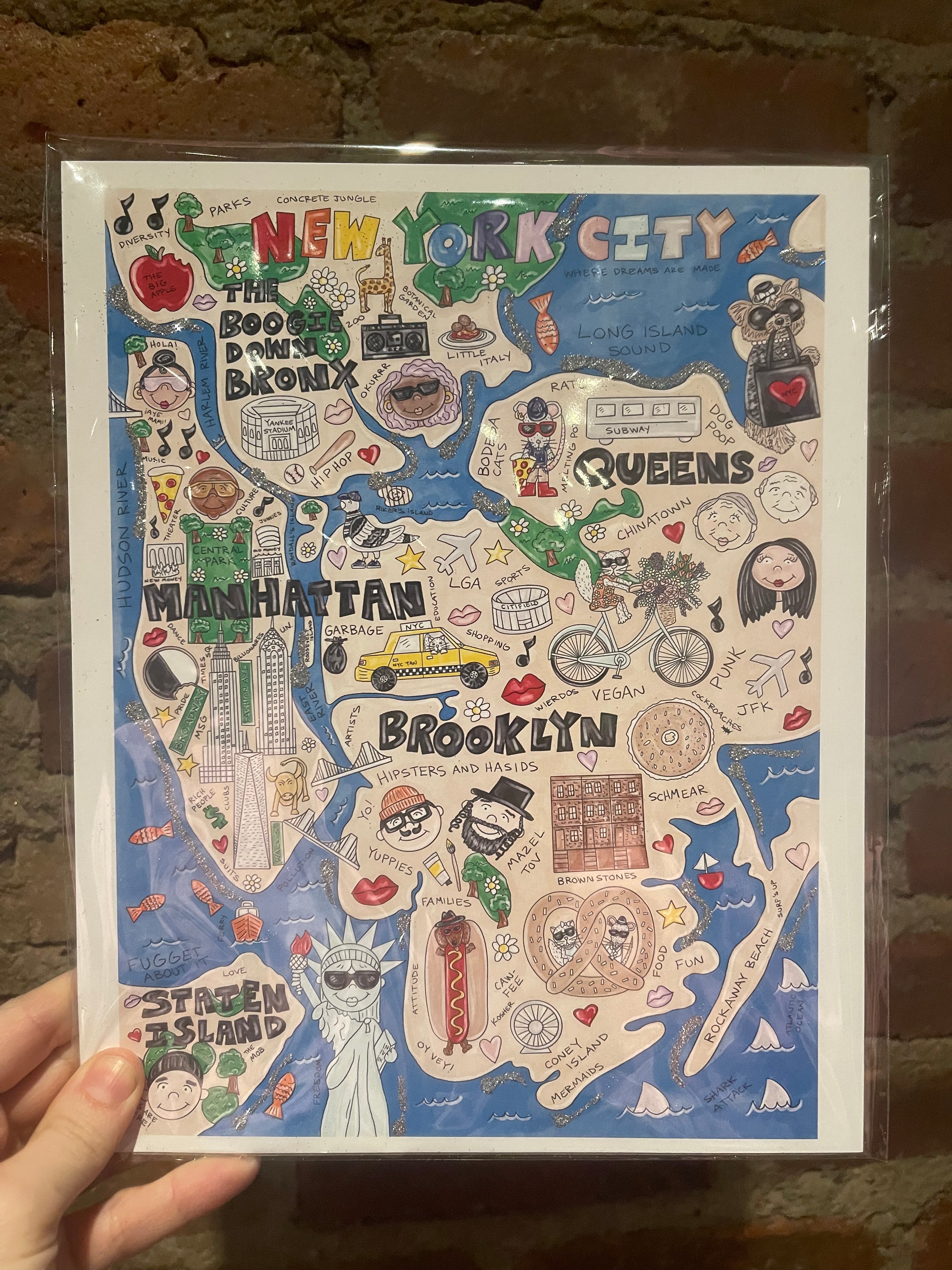 NYC Map Glitter Art Print – Kahri by KahriAnne Kerr